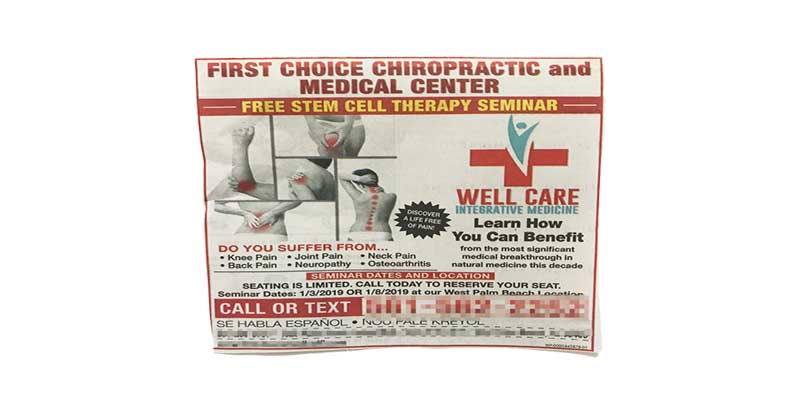 What do you think of this newspaper advertisement for Stem Cells ...